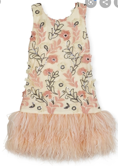 Zoe Ltd | Dresses | Zoe Ltd White Pink Floral Ostrich Feather Dress 4 ...